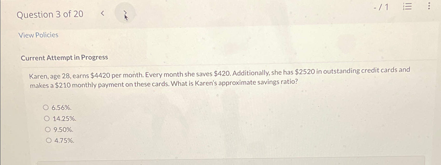 Solved Question 3 ﻿of 20View PoliciesCurrent Attempt in | Chegg.com