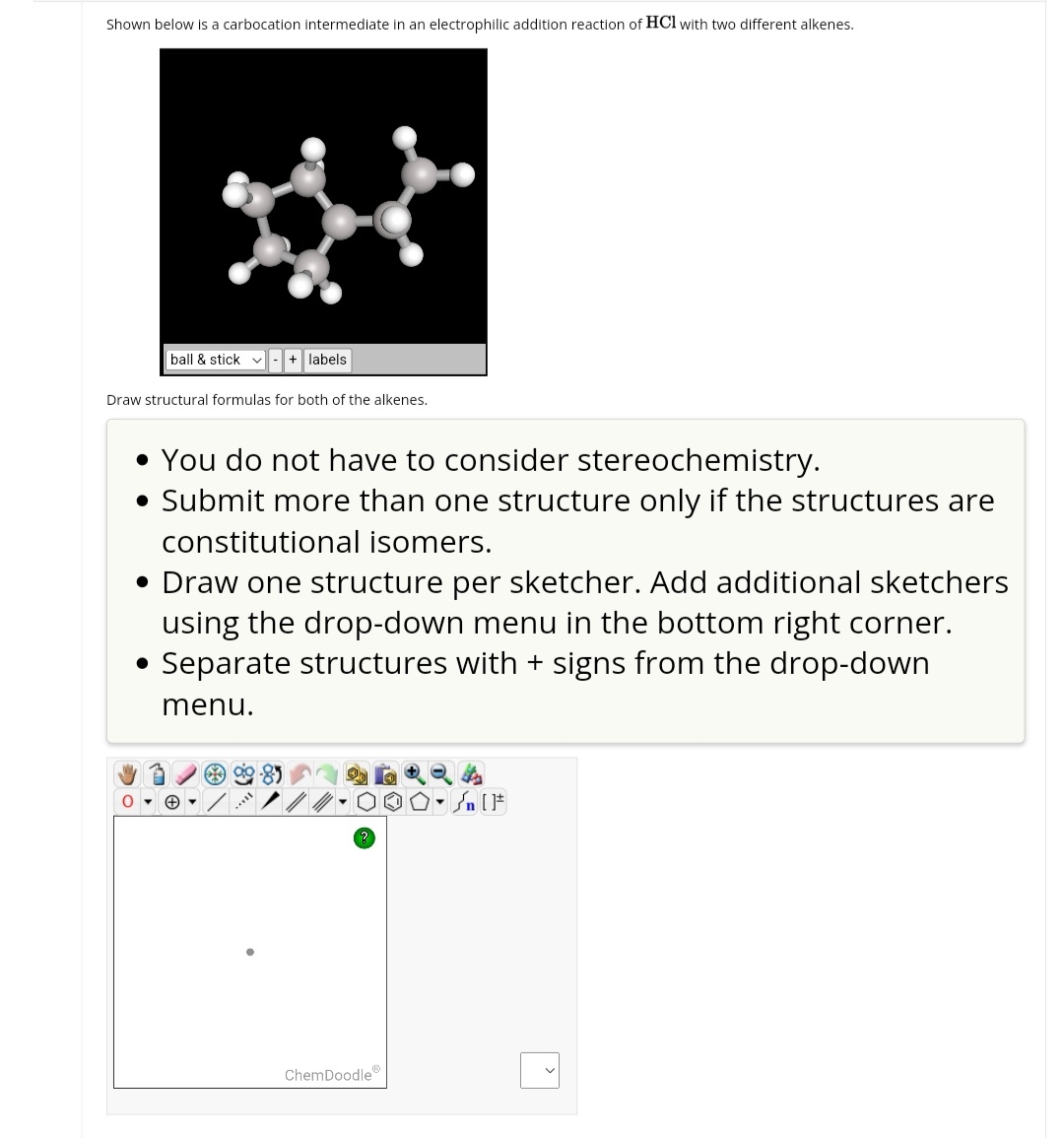 Solved Shown below is a carbocation intermediate in an | Chegg.com