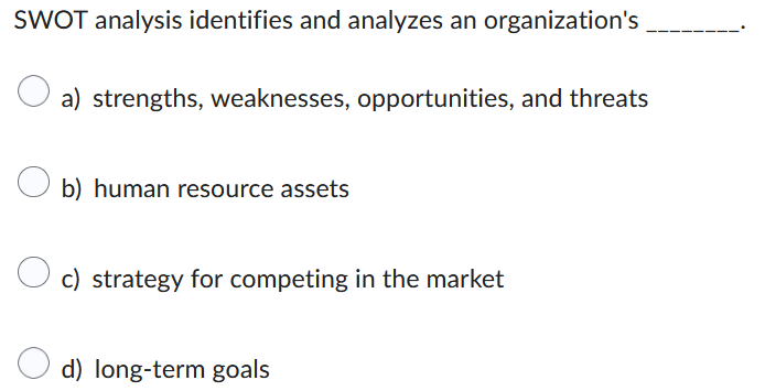 Solved SWOT analysis identifies and analyzes an | Chegg.com