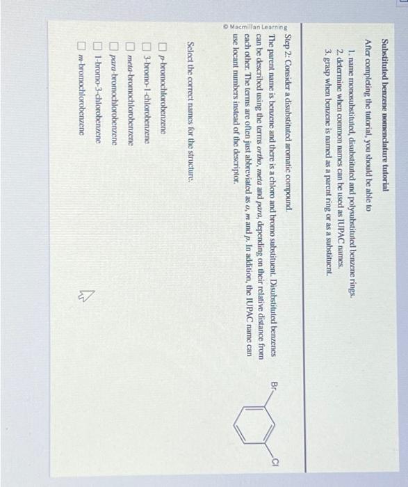 Solved Suhstituted benzene nomenclature tutorial After | Chegg.com