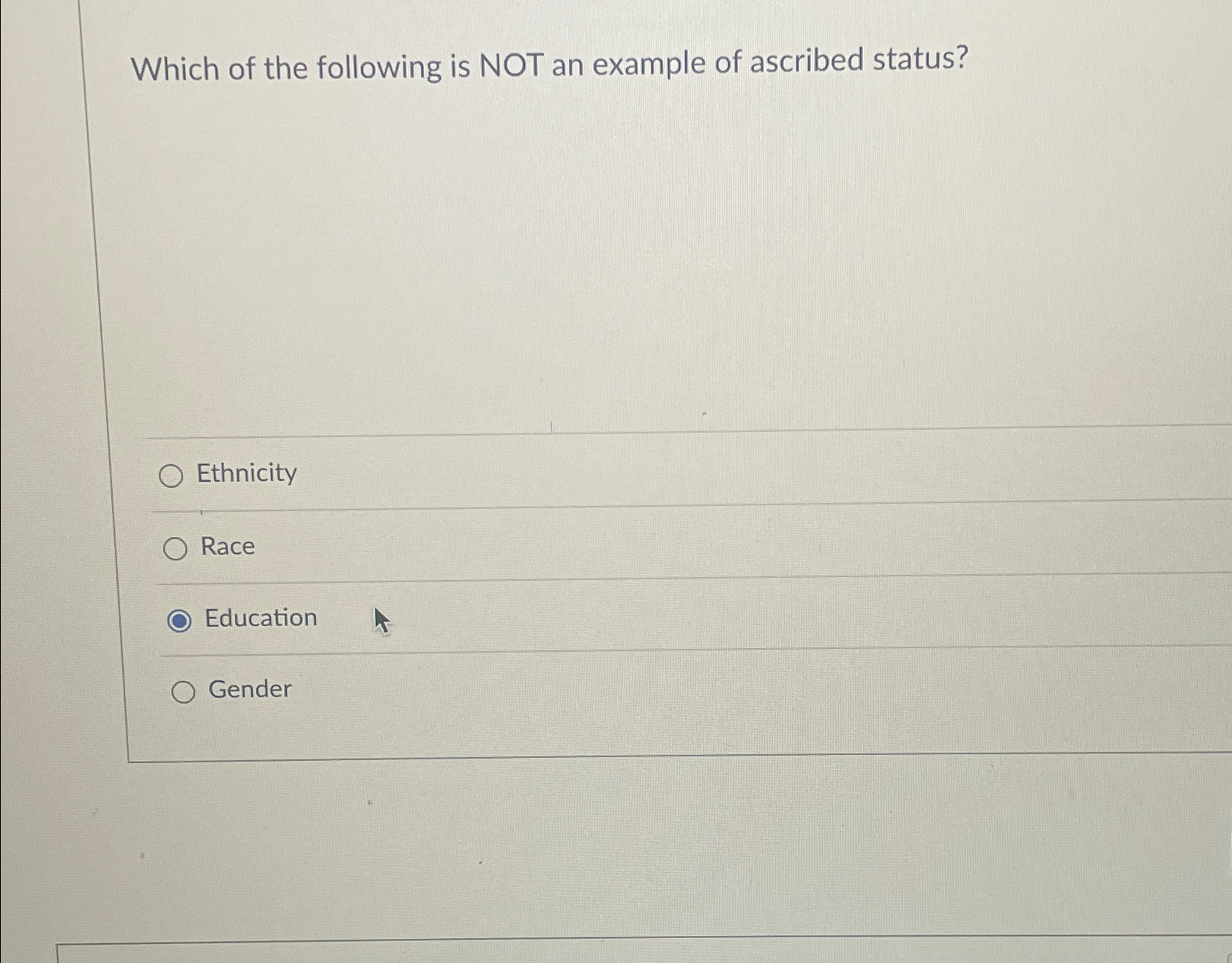 Solved Which of the following is NOT an example of ascribed | Chegg.com