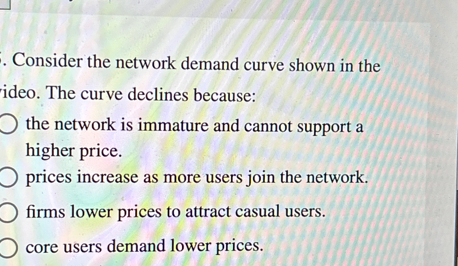 Solved Consider the network demand curve shown in the ideo. | Chegg.com