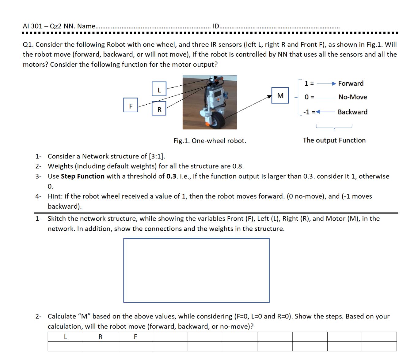Q1. ﻿Consider the following Robot with one wheel, and | Chegg.com