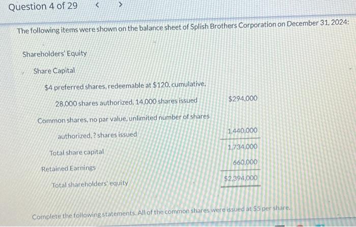 Solved The following items were shown on the balance sheet | Chegg.com