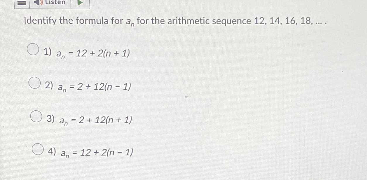 Identify the formula for an ﻿for the arithmetic | Chegg.com