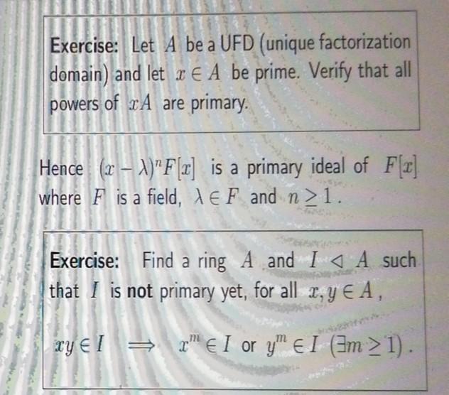 Solved Exercise: Let A be a UFD (unique factorization | Chegg.com