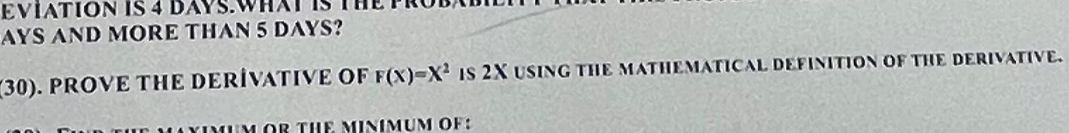 Solved ﻿prove The Derivative Of F X X2 ﻿is 2x ﻿using The