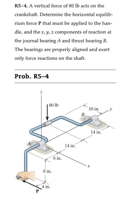 Solved R5-4. A vertical force of 80lb acts on the | Chegg.com