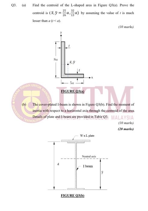 Solved 32 03. (a) Find the centroid of the L-shaped area in | Chegg.com