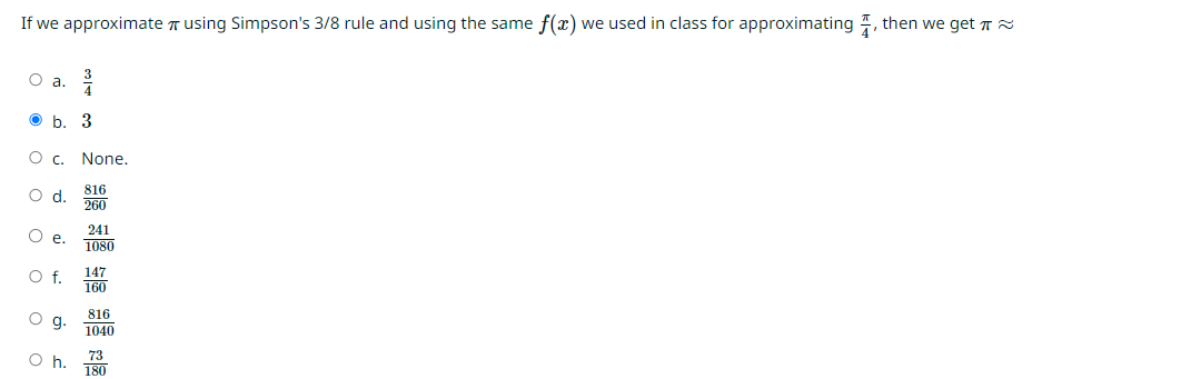 Solved If we approximate π ﻿using Simpson's 38 ﻿rule and | Chegg.com
