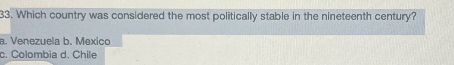 Solved Which country was considered the most politically | Chegg.com