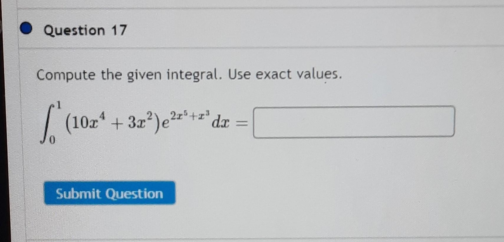 Solved Compute the given integral. Use exact values. | Chegg.com
