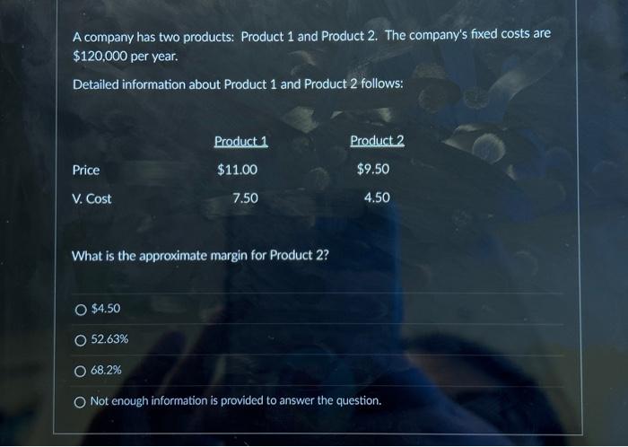 Solved A company has two products: Product 1 and Product 2. | Chegg.com