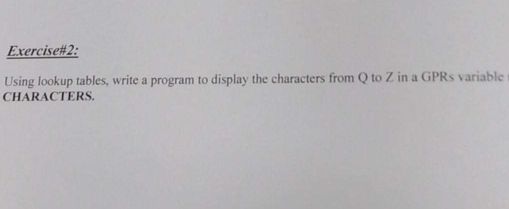 Solved Exercise2 Using Lookup Tables Write A Program To 7609
