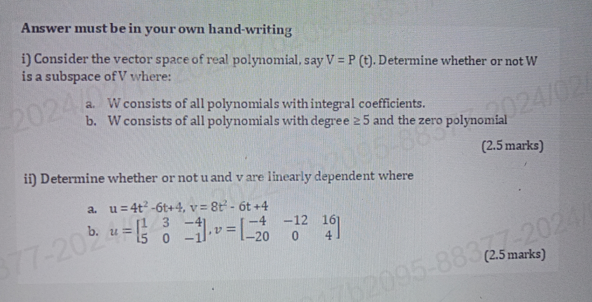 Solved Answer must be in your own hand-writingi) ﻿Consider | Chegg.com