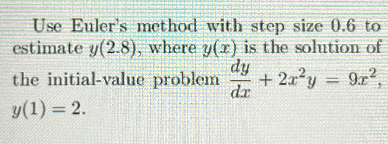 Solved Use Euler's method with step size 0.6 ﻿to estimate | Chegg.com