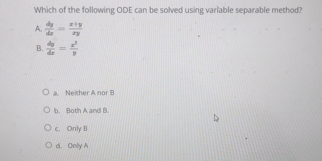 Solved Which of the following ODE can be solved using | Chegg.com
