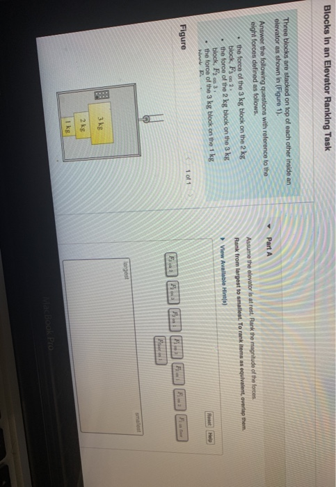 Solved Blocks in an Elevator Ranking Task Three blocks are | Chegg.com