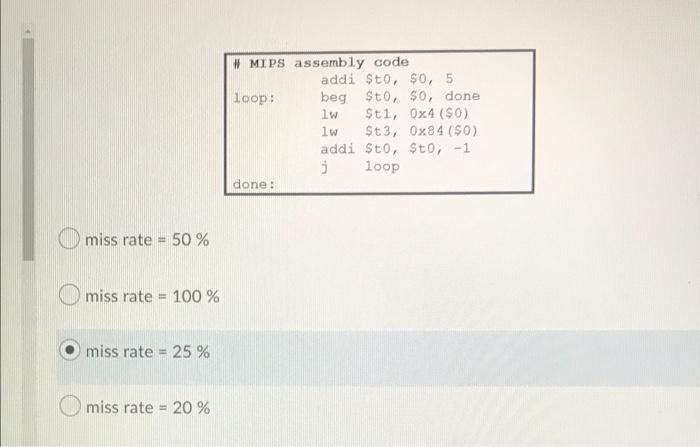 Solved What is the miss rate when the following loop is | Chegg.com