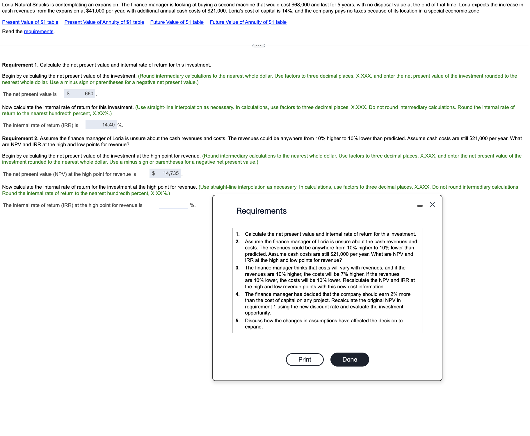 Solved Requirement 1. ﻿Calculate the net present value and | Chegg.com