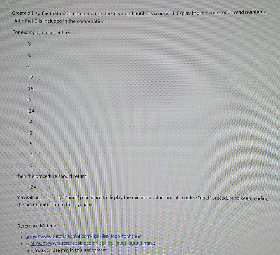 Solved Create A Lisp File That Reads Numbers From The 5262