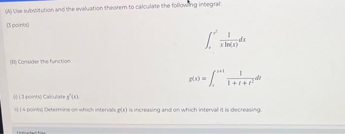 Solved (A) Use substitution and the evaluation theorem to | Chegg.com