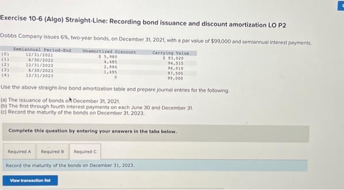 Solved Exercise 10.6 (Algo) Straight-Line: Recording bond | Chegg.com