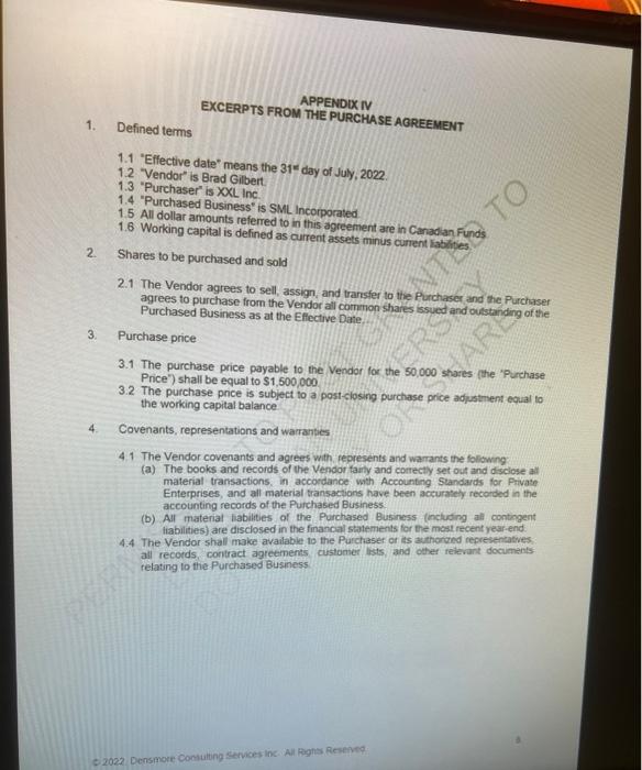 APPENDIX II DRAFT FINANCIAL STATEMENTS SML | Chegg.com