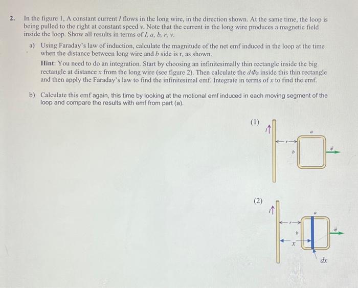 Solved 2. In the figure 1. A constant current / flows in the | Chegg.com