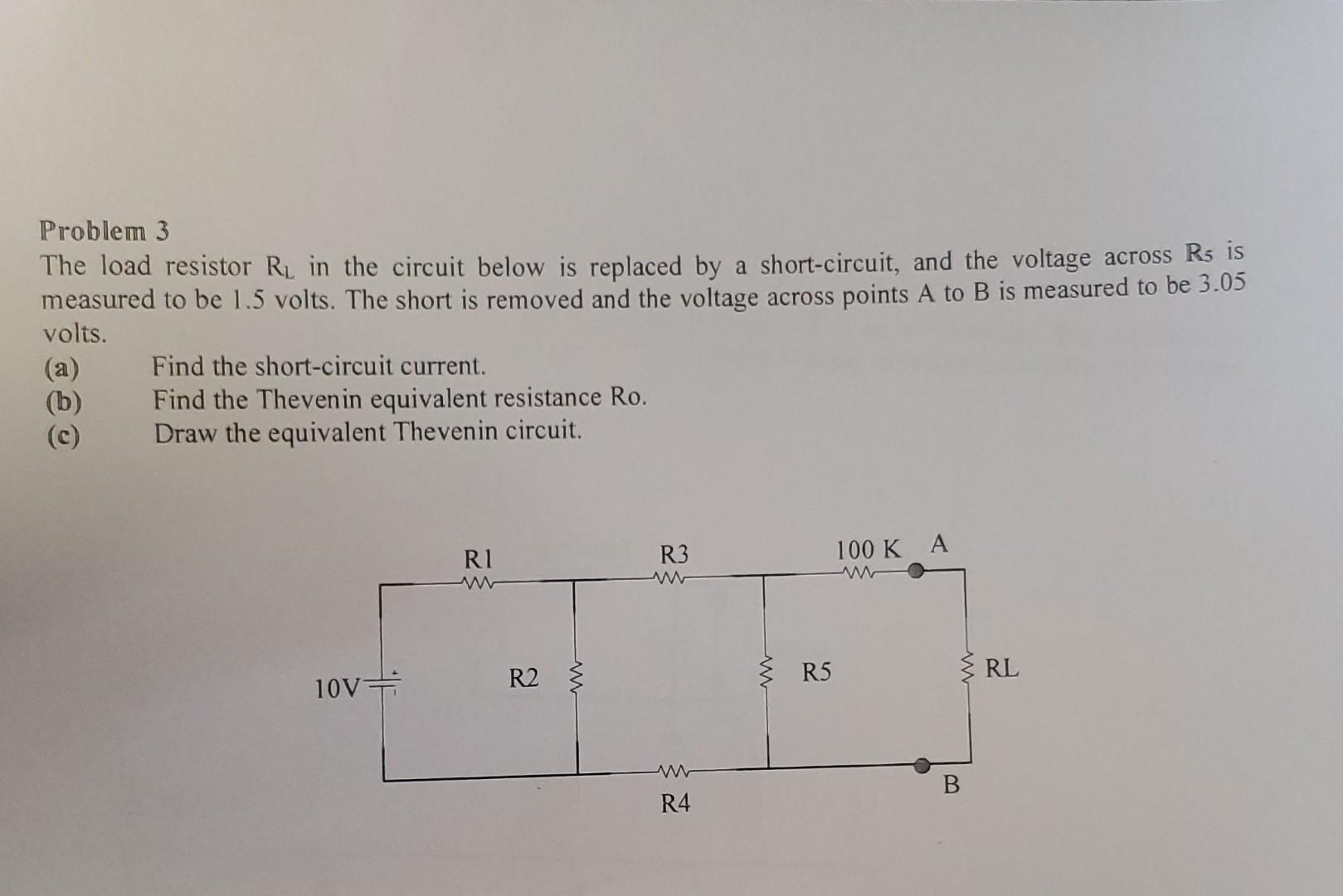 Solved the load resistor RL in the circuit below is replaced | Chegg.com