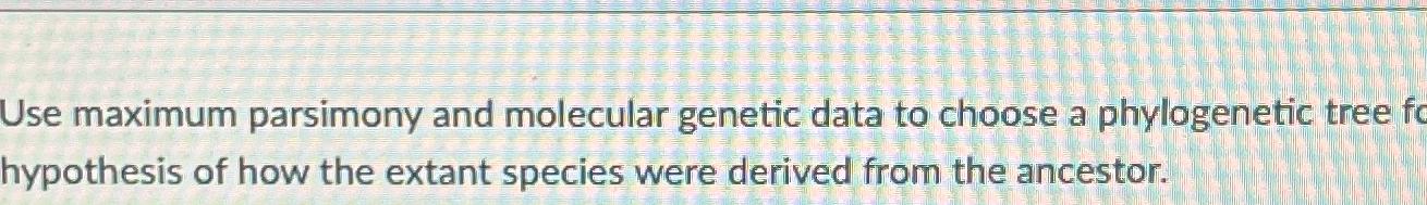 Solved Use maximum parsimony and molecular genetic data to | Chegg.com