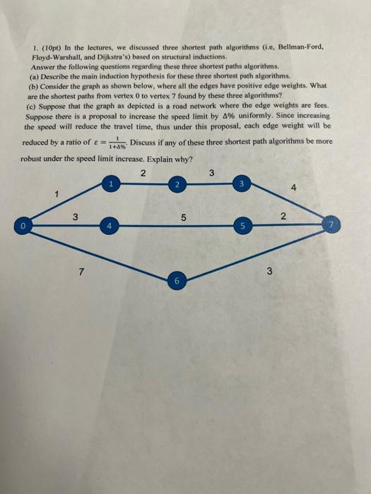 Solved 1. (10pt) In the lectures, we discussed three | Chegg.com