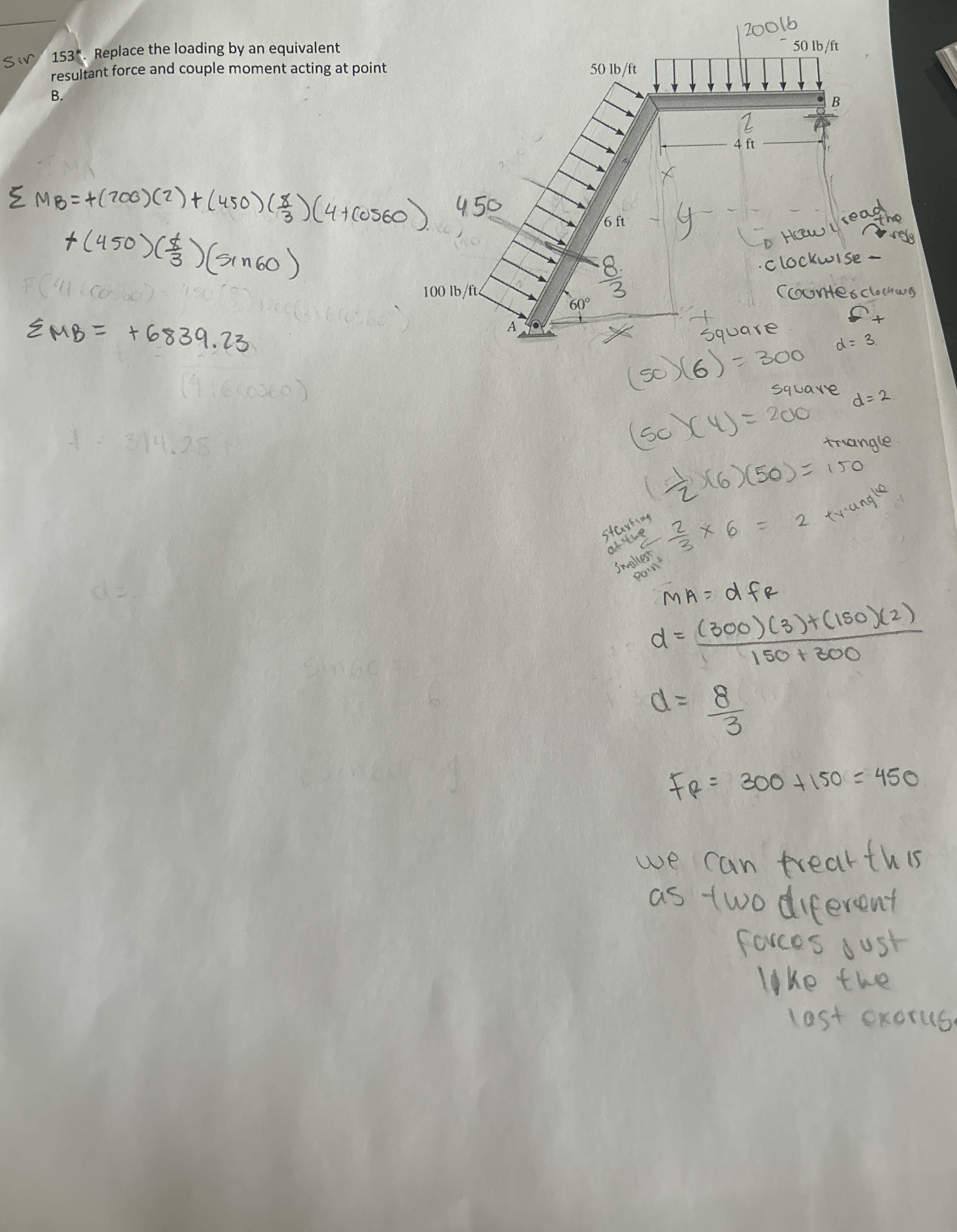 Solved Siv 153*. ﻿Replace the loading by an equivalent | Chegg.com