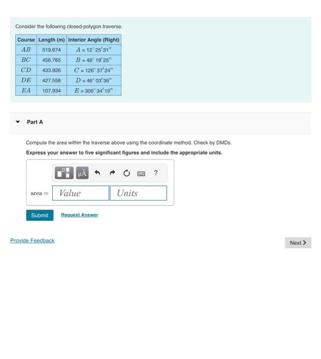 Solved Consider the following closed-polygon traverse. Part | Chegg.com