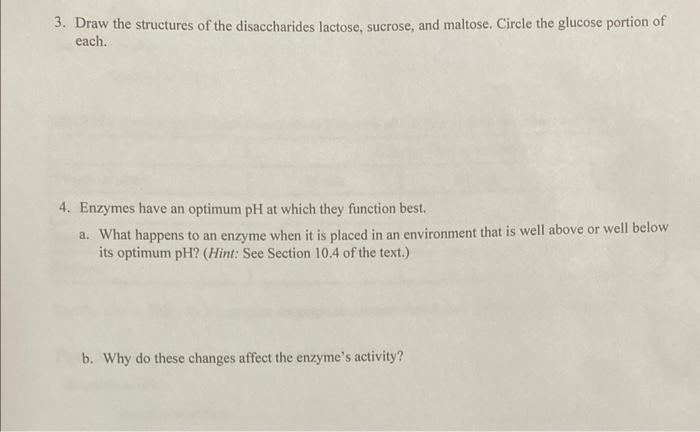Solved 3. Draw the structures of the disaccharides lactose, | Chegg.com