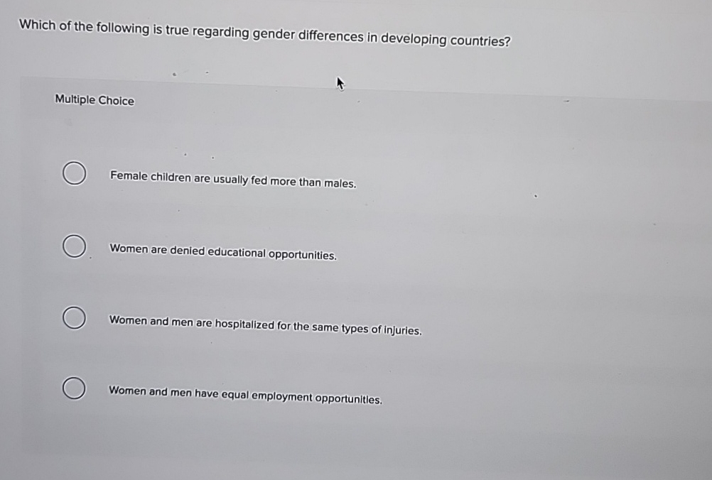 Solved Which of the following is true regarding gender | Chegg.com