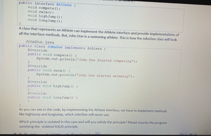 Solved public interface Athlete { void compete(); void | Chegg.com