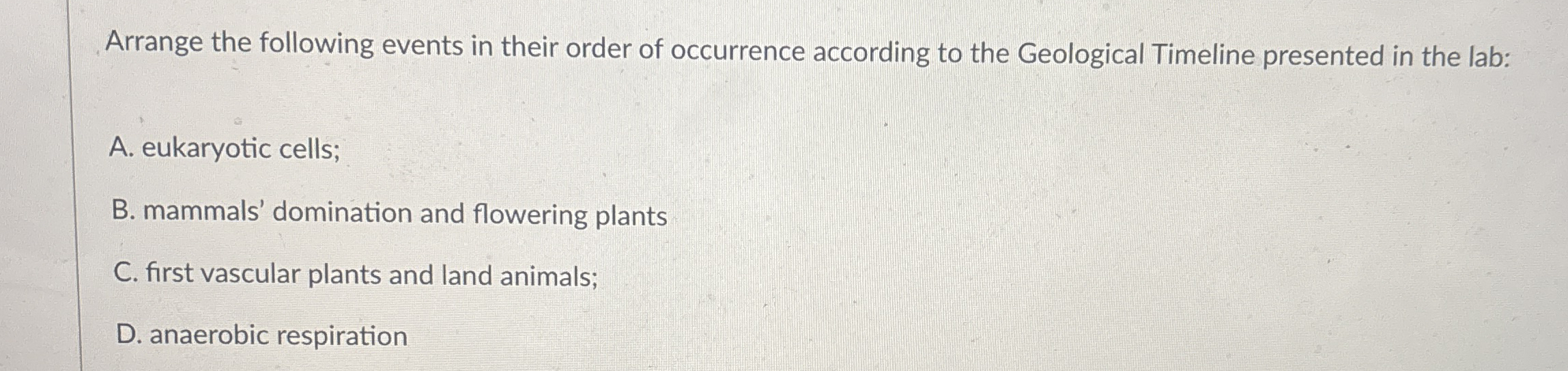 Solved Arrange the following events in their order of | Chegg.com