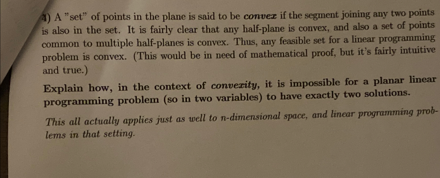 Solved A "set" of points in the plane is said to be convex | Chegg.com