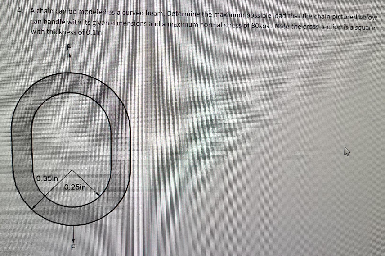 Solved 4. A chain can be modeled as a curved beam. Determine | Chegg.com