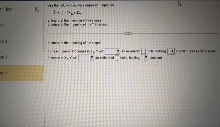 Solved Use the following multiple regression equation. | Chegg.com