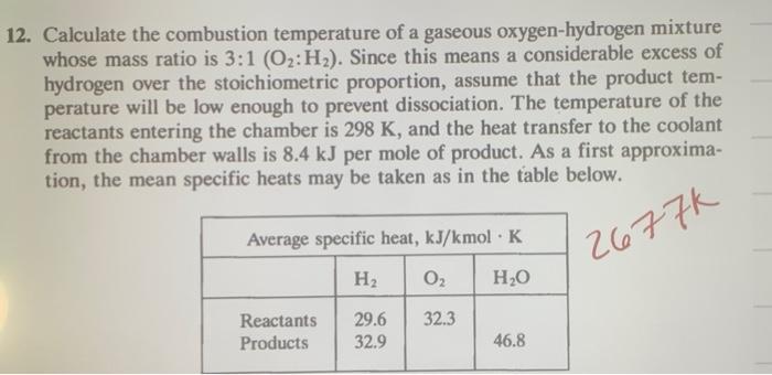 Solved 2. Calculate the combustion temperature of a gaseous | Chegg.com