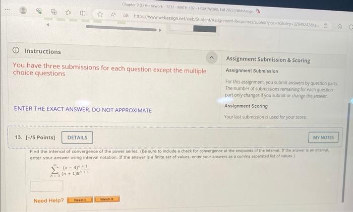 Solved You have three submissions for each question except | Chegg.com