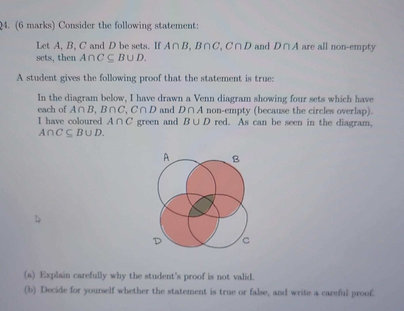 Solved 4. (6 marks) Consider the following statement: Let | Chegg.com