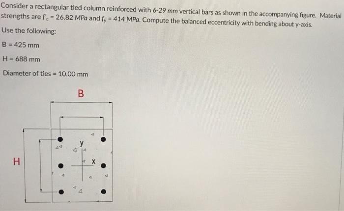 Solved Consider a rectangular tied column reinforced with | Chegg.com