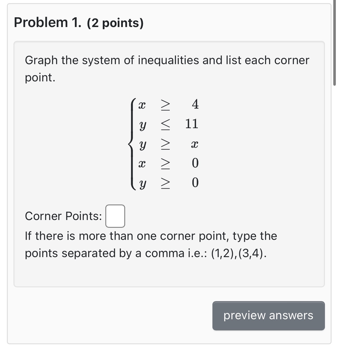 Solved by an EXPERT Problem 1. (2 ﻿points)Graph the system of | Chegg.com