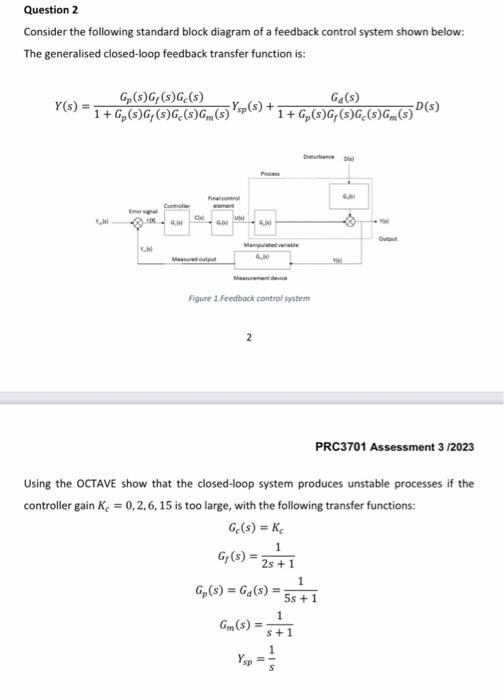 Solved Question 2 Consider the following standard block | Chegg.com