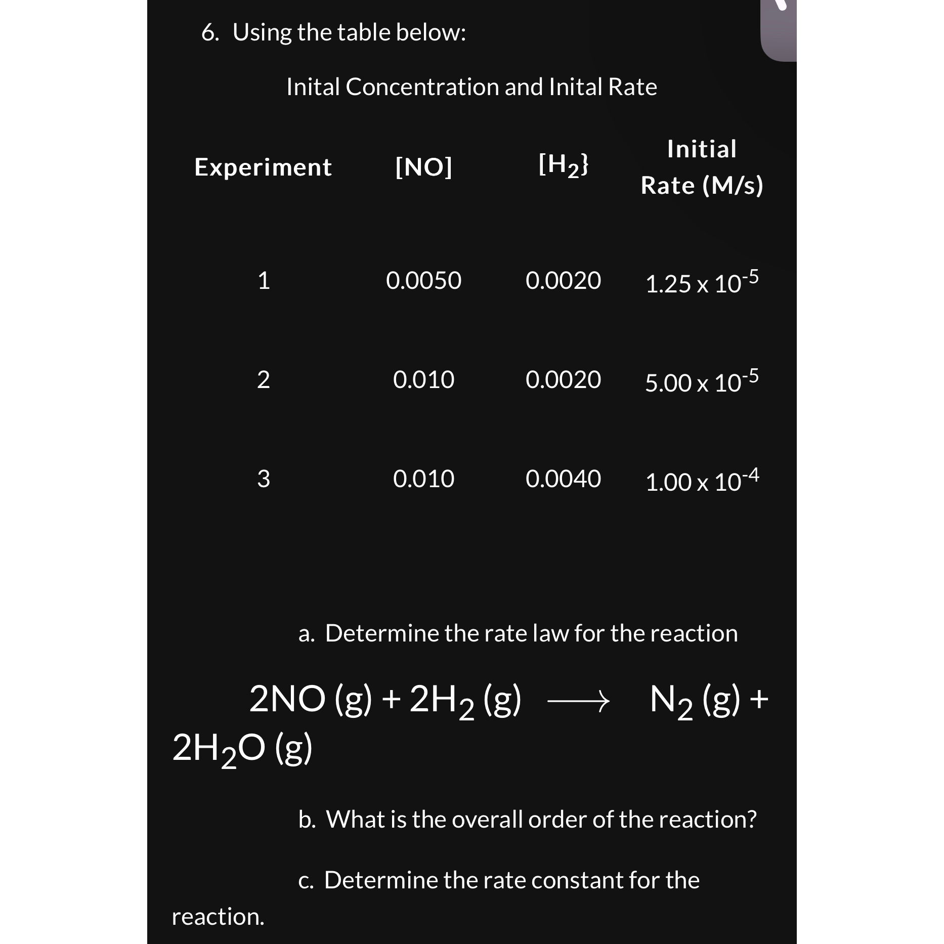 Solved Using the table below:Inital Concentration and Inital | Chegg.com