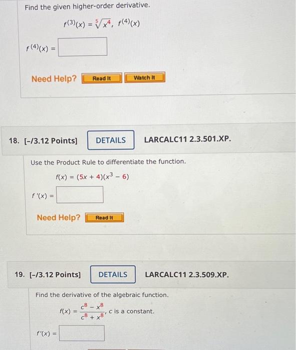 Solved Find the given higher-order derivative. | Chegg.com