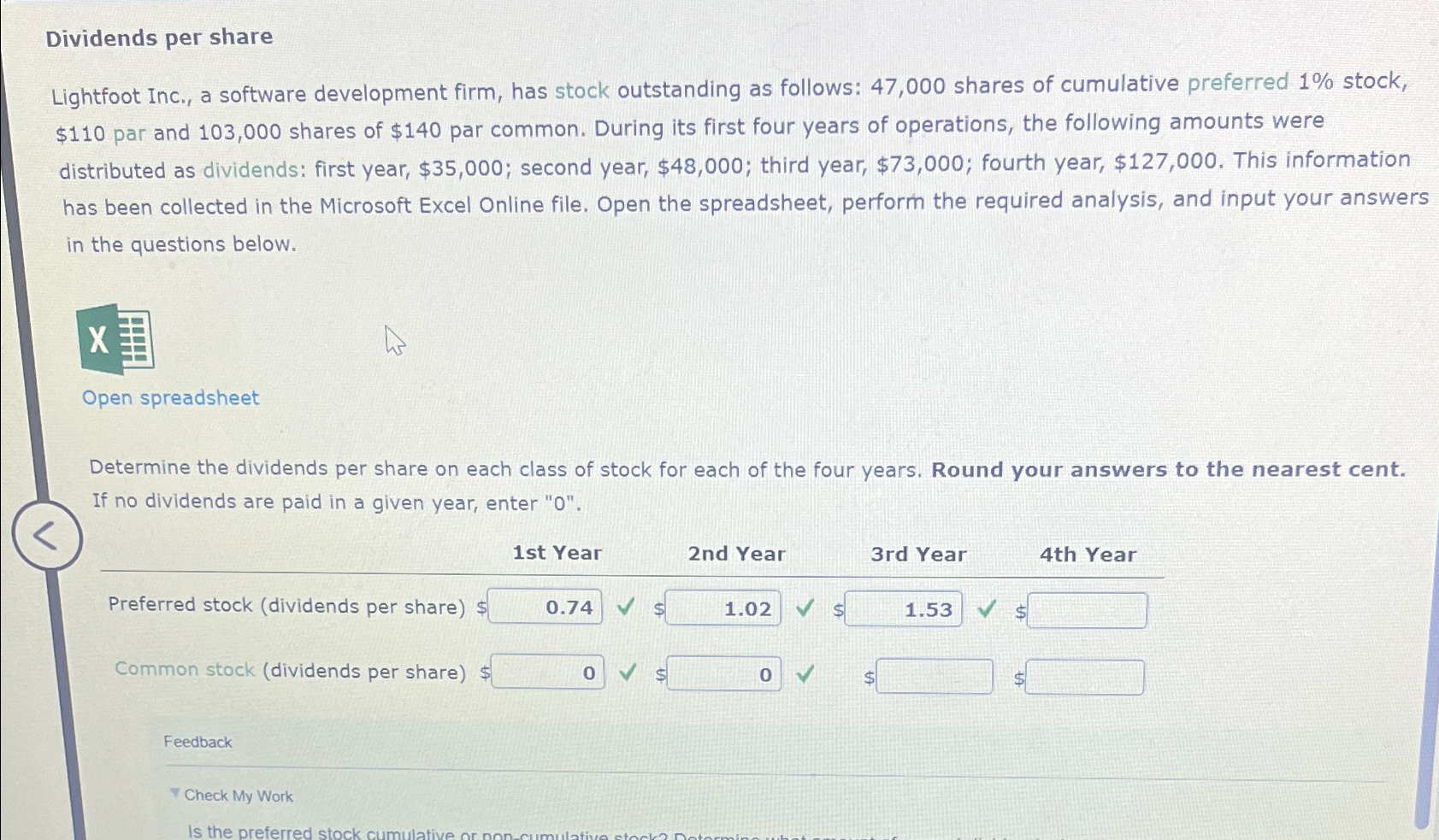 Solved Dividends per shareLightfoot Inc., a software | Chegg.com